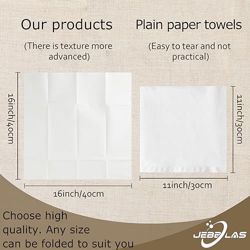 JEBBLAS Disposable Cloth Like Napkins, Built-in Flatware Pocket, Wedding Party Linen Feel White Napkin, Prefolded for Silverware,50 Count