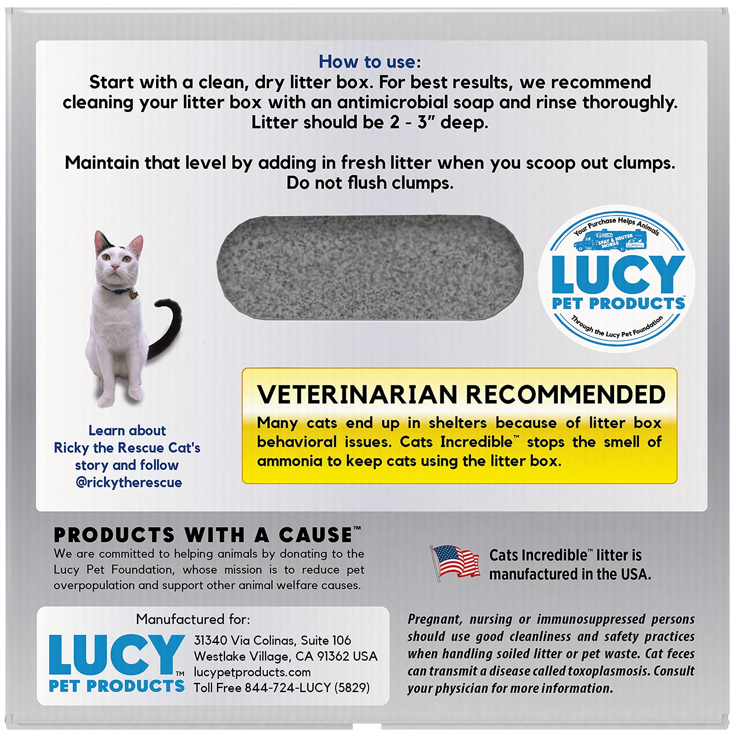 Lucy Pet Cats Incredible 18 lb Box Clumping Cat Litter Recyclable Box with Smell Squasher, Absorbent Natural Clay Formula Prevents Ammonia Build-Up, Unscented