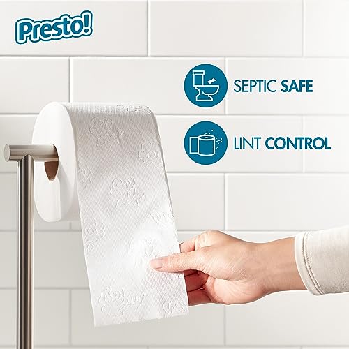 Amazon Brand - Presto! 313 2-Ply Sheet Mega Roll Toilet Paper, Unscented, Ultra-Soft, 12 Rolls (2 Packs of 6), Equivalent to 60 Regular Rolls, White