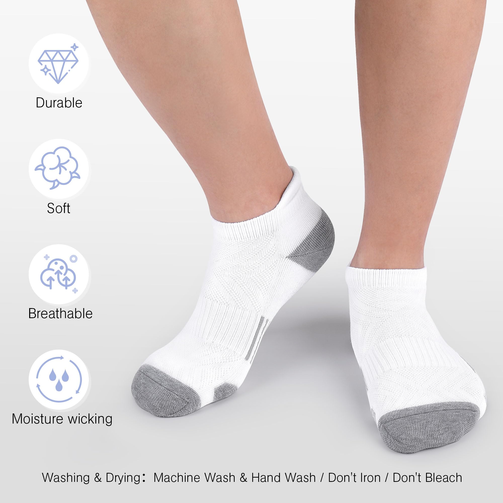 Felicigeely Ankle Athletic Running Socks Low Cut Sports Socks Breathable Cushioned Tab Socks for Men Women 6 Pairs