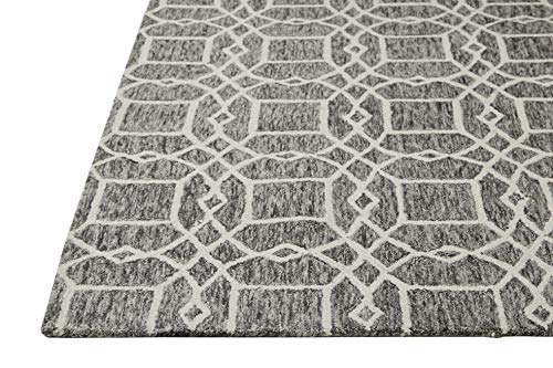 Feizy Rugs - Rhett Geometric Lattice Print Rug, Charcoal Gray, 8ft x 10ft Area Rug