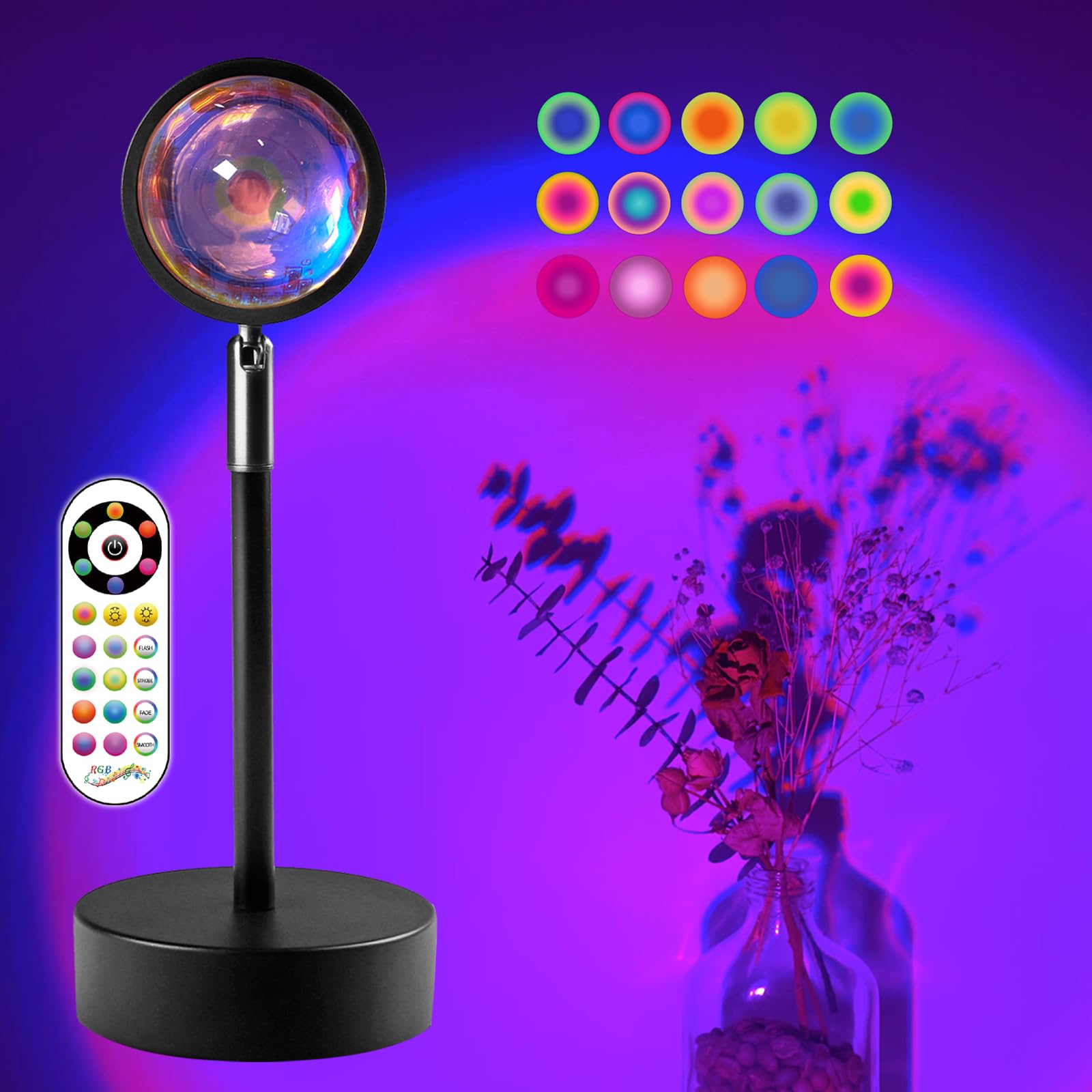 Tacopet Sunset Lamp Projector Sunset Night Light Sunset Projection Lamps Christmas Sunset Light with Remote Mood Lighting Rainbow Sunlight lamp Led Colorful Changing for Home Bedroom