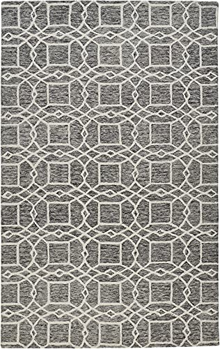 Feizy Rugs - Rhett Geometric Lattice Print Rug, Charcoal Gray, 8ft x 10ft Area Rug