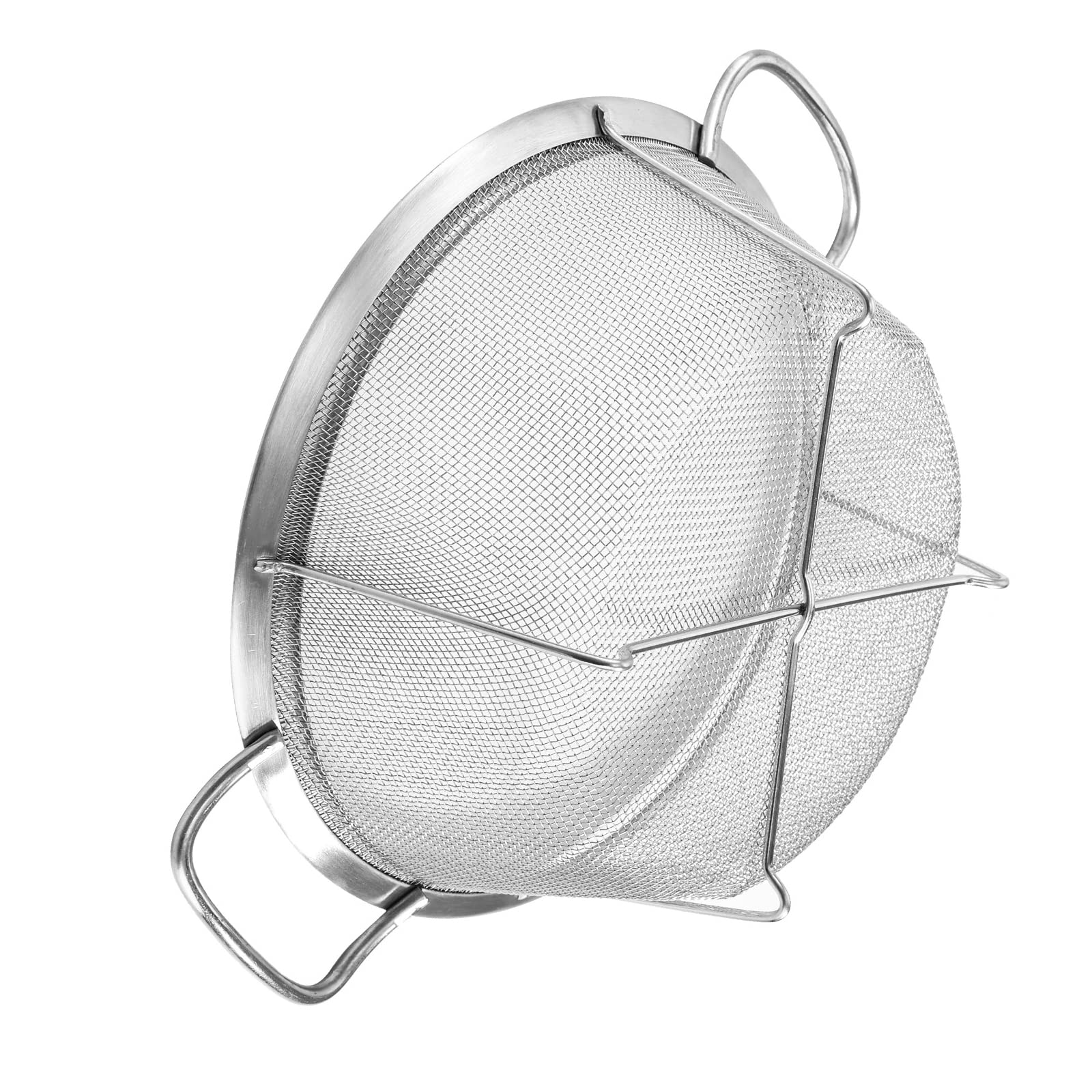 Dicunoy Set of 3 Strainers and Colanders, Stainless Steel Mesh Strainer Basket with Handle, Stackable Mesh Footed Colander for Rinse Food, Fruit, Vegetable, Strain, Drain (2.5/3/5 Quart)