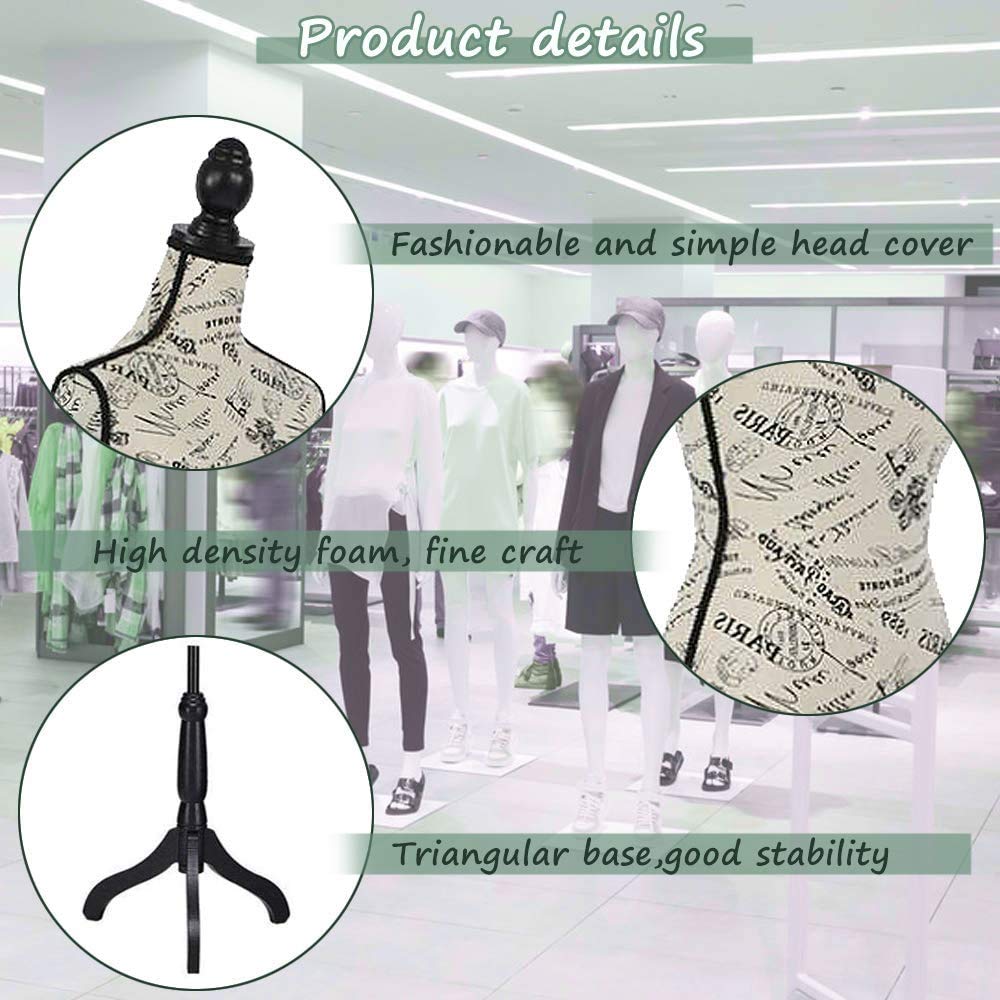 Female Dress Form Mannequin Body Foam Mannequin Torso 60-67 Inch Adjustable Dress Mannequin with Wooden Tripod Base Stand for Sewing Dressmaker Model Display Fitting Styling (Mixed)