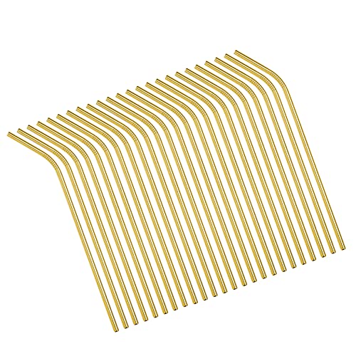 Reusable Metal Gold Straws 100Pcs.LindaWare Stainless Steel Curved Straws, 8.5" Bent Straight Straws Wholesale for 30 oz & 20 oz Tumblers Yeti Water Bottle. Dishwasher Safe(Gold, 8.5" bent 100pcs)