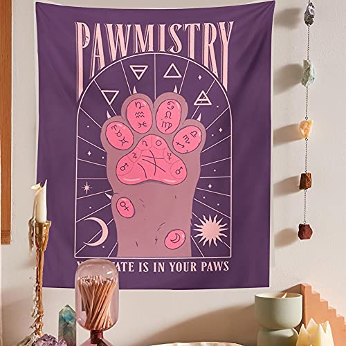 MBVBN Kawaii Wall Decor Pink Cat Paw Tapestry Kawaii Room Decor Kawaii Bedroom Decor (Pink)