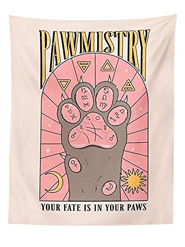 MBVBN Kawaii Wall Decor Pink Cat Paw Tapestry Kawaii Room Decor Kawaii Bedroom Decor (Pink)