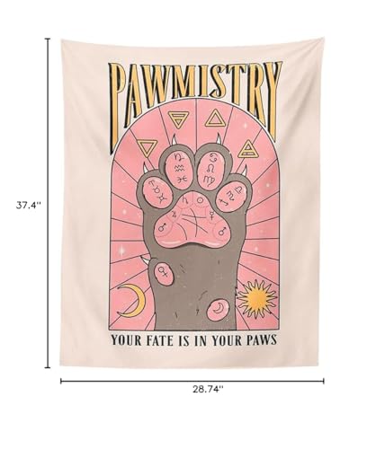 MBVBN Kawaii Wall Decor Pink Cat Paw Tapestry Kawaii Room Decor Kawaii Bedroom Decor (Pink)