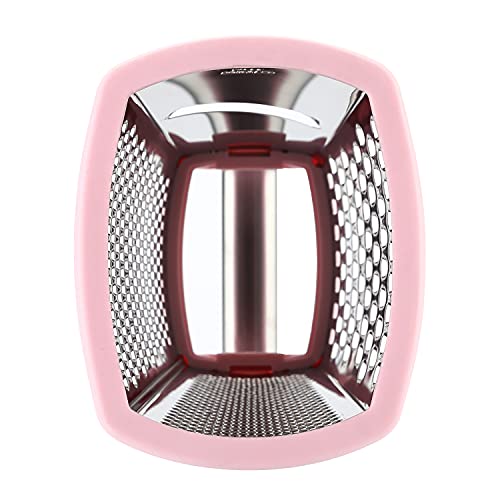 Spring Chef Professional Stainless Steel XL Parmesan Cheese Grater with Handle - 4 Sided Box Grater for Kitchen - Dishwasher Safe Carrot Shredder for Potato, Vegetables, Ginger - Pink Lemonade