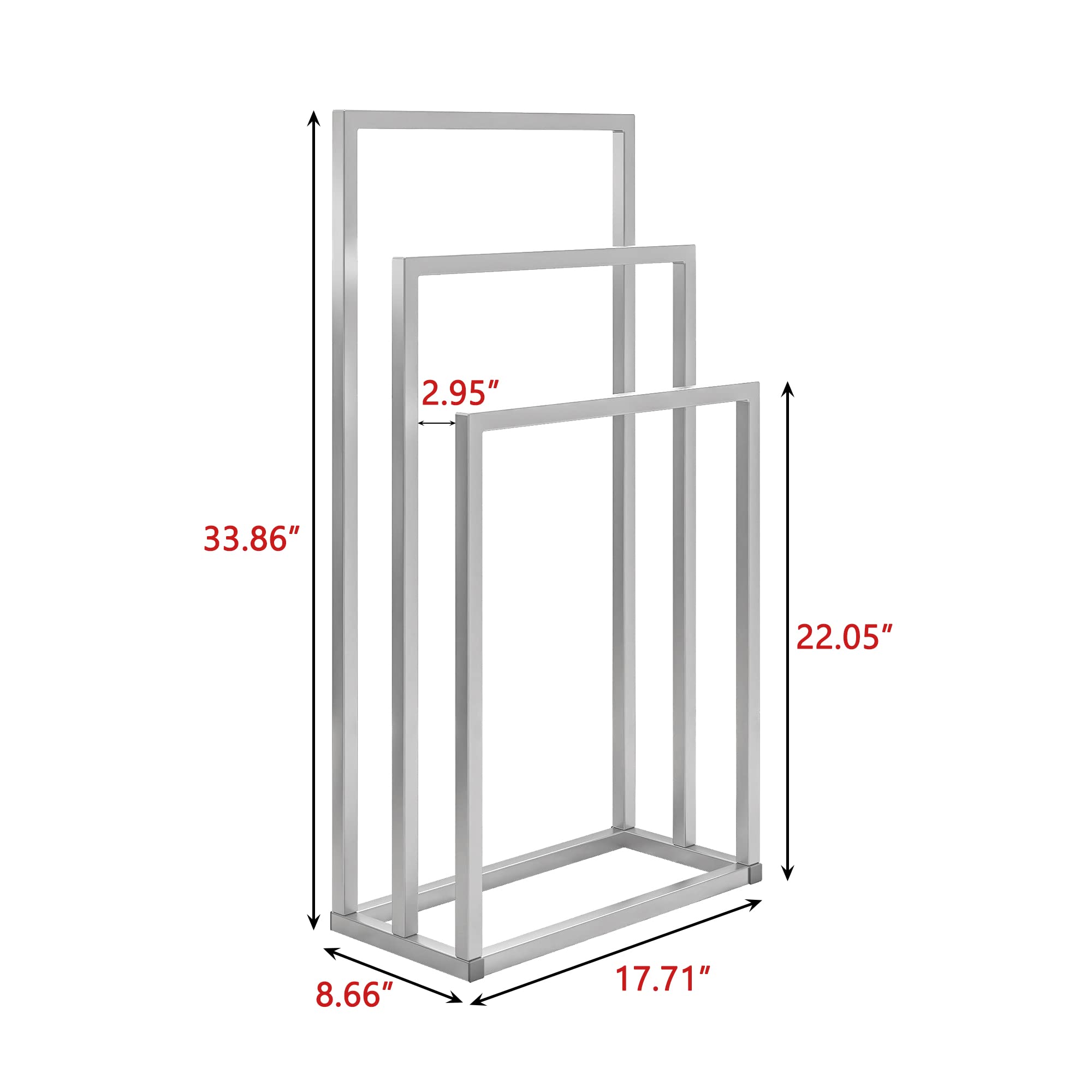 BOFENG Silver Metal Freestanding Towel Racks for Bathroom Towel Stand,3-Tier Floor Towel Rack Holder,Chrome Ladder Towel Racks Anti-Rust Bathroom Accessories Organizer for Bath Storage & Hand Towel