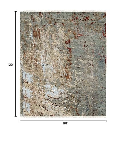 EORC KA1003GY8X10 Hand-Knotted Wool Galaxy Rug, 8'2 x 9'10, Gray