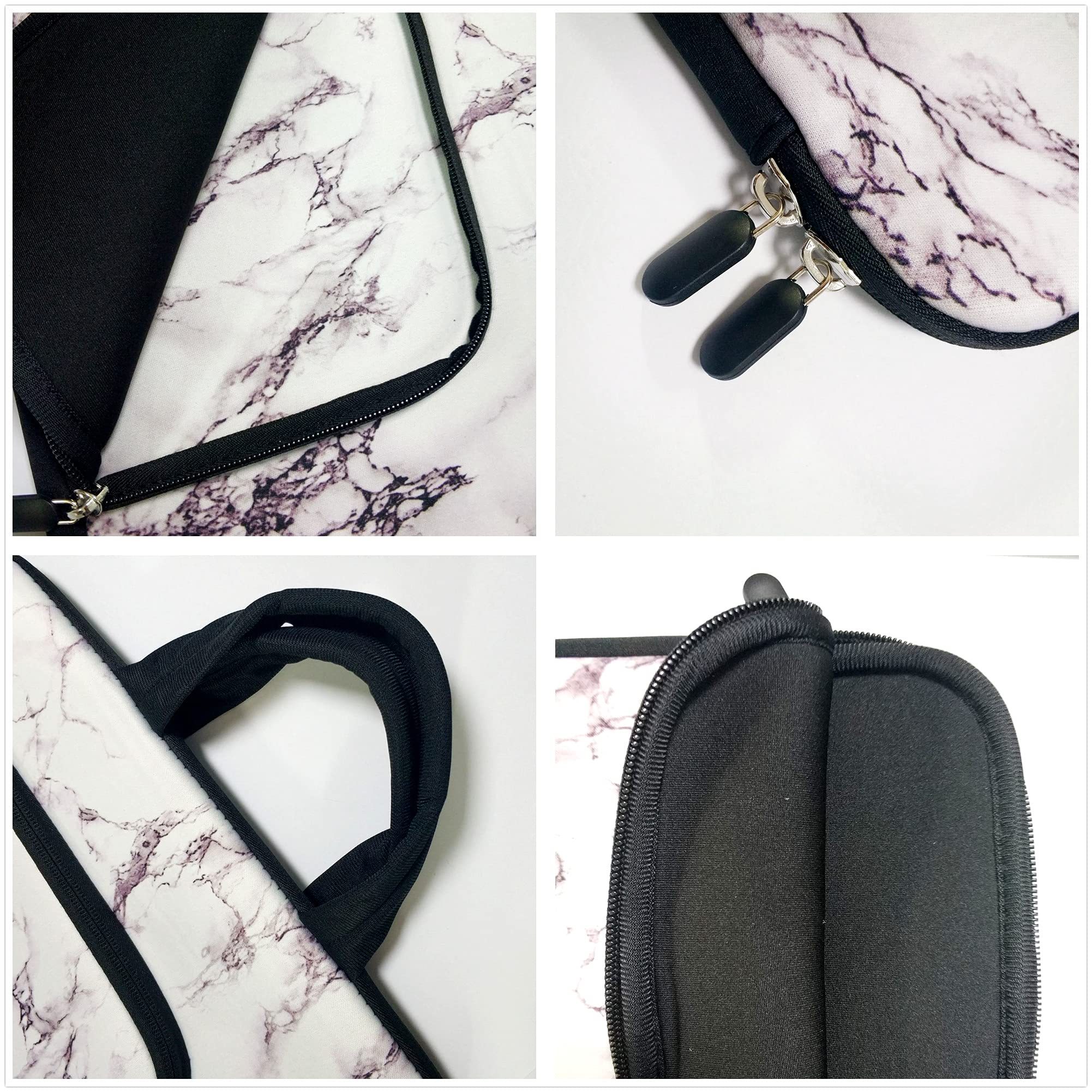 14 15 15.4 15.6 Inch Laptop Handle Bag Computer Protective Case Sleeve Neoprene Cover Compatible with MacBook Pro 15" 15.6" Dell Lenovo HP Asus Acer Sony Toshiba Chromebook Notebook (White Marble)