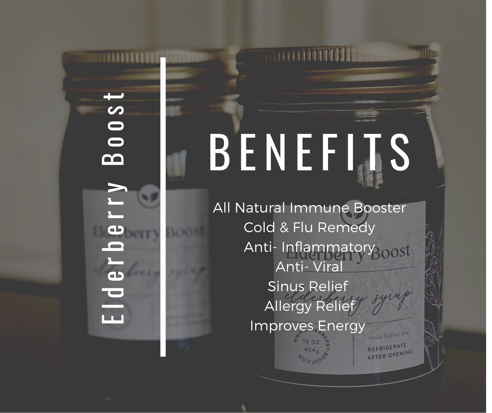 Elderberry Boost - Organic Elderberry Syrup with Raw Honey - Made for Kids & Adults (16 oz)