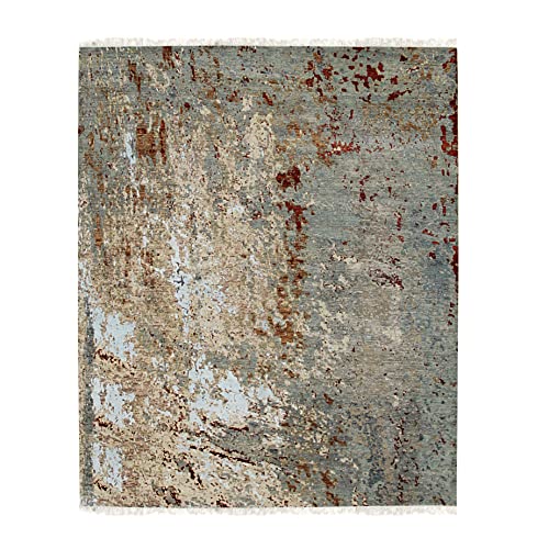 EORC KA1003GY8X10 Hand-Knotted Wool Galaxy Rug, 8'2 x 9'10, Gray