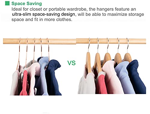 KOOBAY 16.5” Adult Rose Gold Shiny Metal Wire Shirts Coat Clothes Hangers, 30PACK, Clothes Storage Display