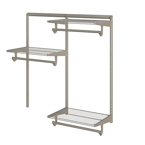 Knape & Vogt Culture 4 Ft. Steel Closet Organization System with, 3 Champagne Nickel Wire Shelves
