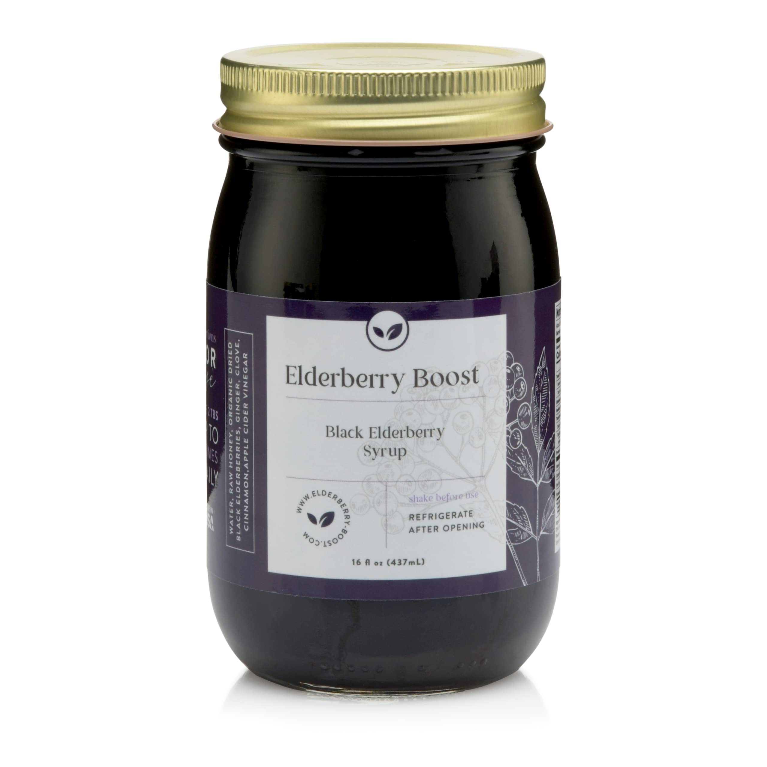 Elderberry Boost - Organic Elderberry Syrup with Raw Honey - Made for Kids & Adults (16 oz)