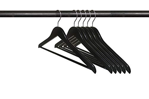 NAHANCO 8217CHHU Flat Wooden Suit Hanger with Chrome Hook, 17", Black (Pack of 25)