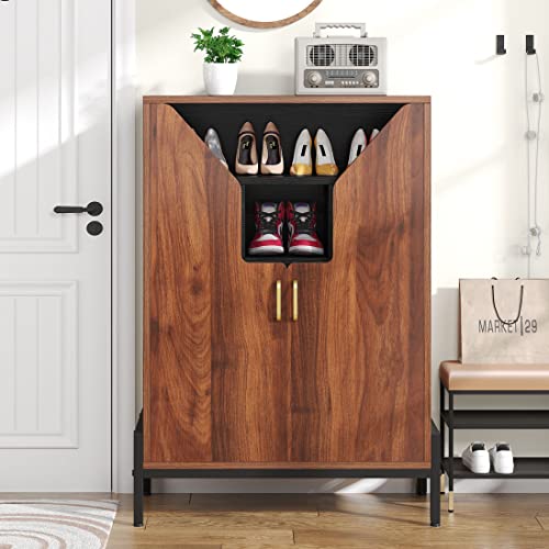 Tribesigns Large Shoe Cabinets, 23 Pairs Shoes Storage Cabinet for Mens with Doors and Adjustable Shelves for Entryway, Hallway