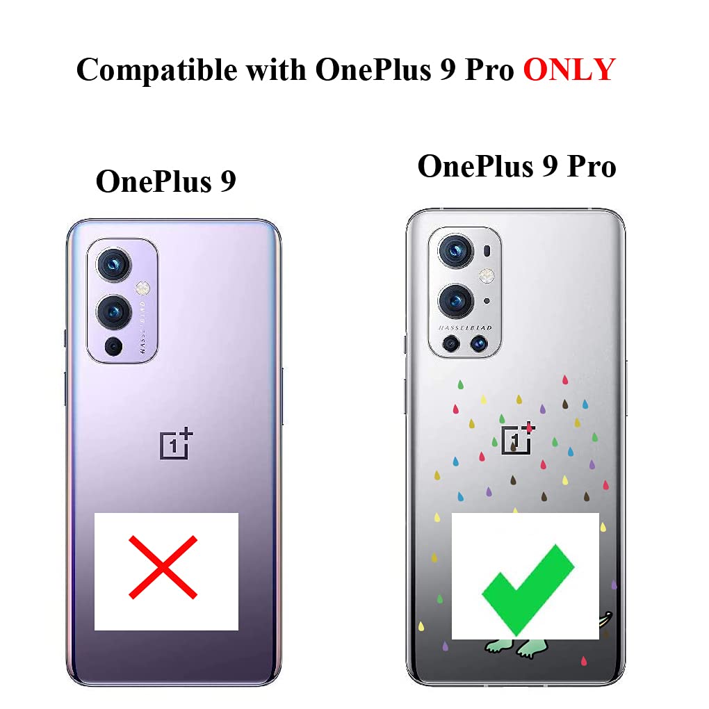 Unov Case Compatible with OnePlus 9 Pro 5G Clear with Design Soft TPU Shock Absorption Slim Embossed Pattern Protective Back Cover OnePlus 9 Pro 5G Case 6.7 inch (Rainbow Dinosaur)