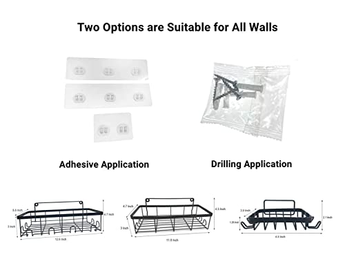 CAICFYIN 3-Pack Adhesive Shower Caddy,Kitchen Organization,Easy to Install and Strong Adhesion Shower Organizer,Shower Shelf with 16 Hooks,Large Capacity and Multifunction Bathroom Shower Organizer