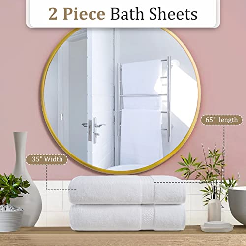 Bath Sheets - 100% Cotton Extra Large Bath Towels, 2 Piece Bath Sheet Set, Quick Dry, Super Soft Shower Towels, Highly Absorbent Bathroom Towels, Hotel Spa Quality, 35 x 65 inch - Ivory