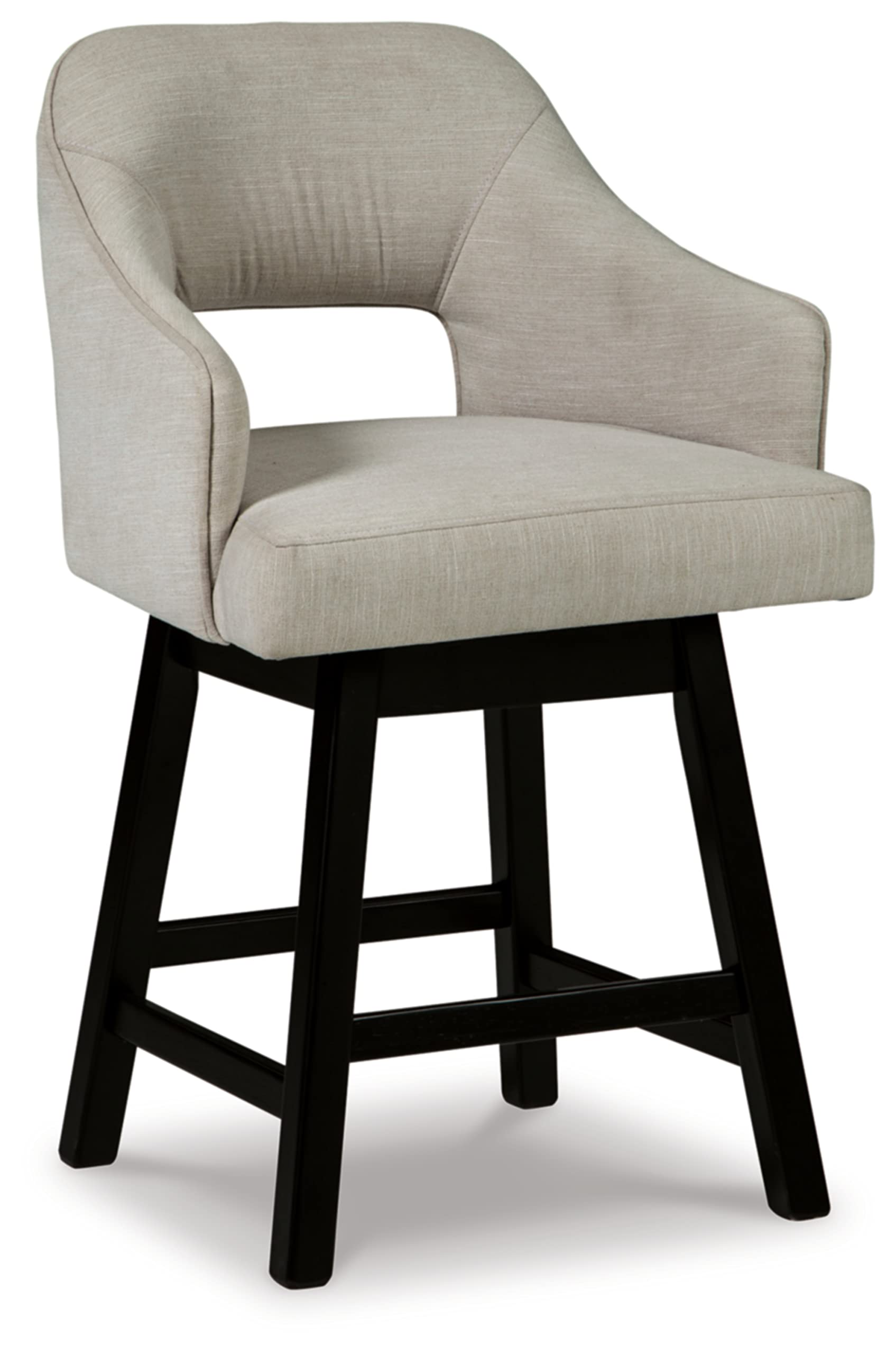 Signature Design by Ashley Tallenger 25" Upholstered Swivel Counter Height Bar Stool, 2 Count, Beige & Dark Brown