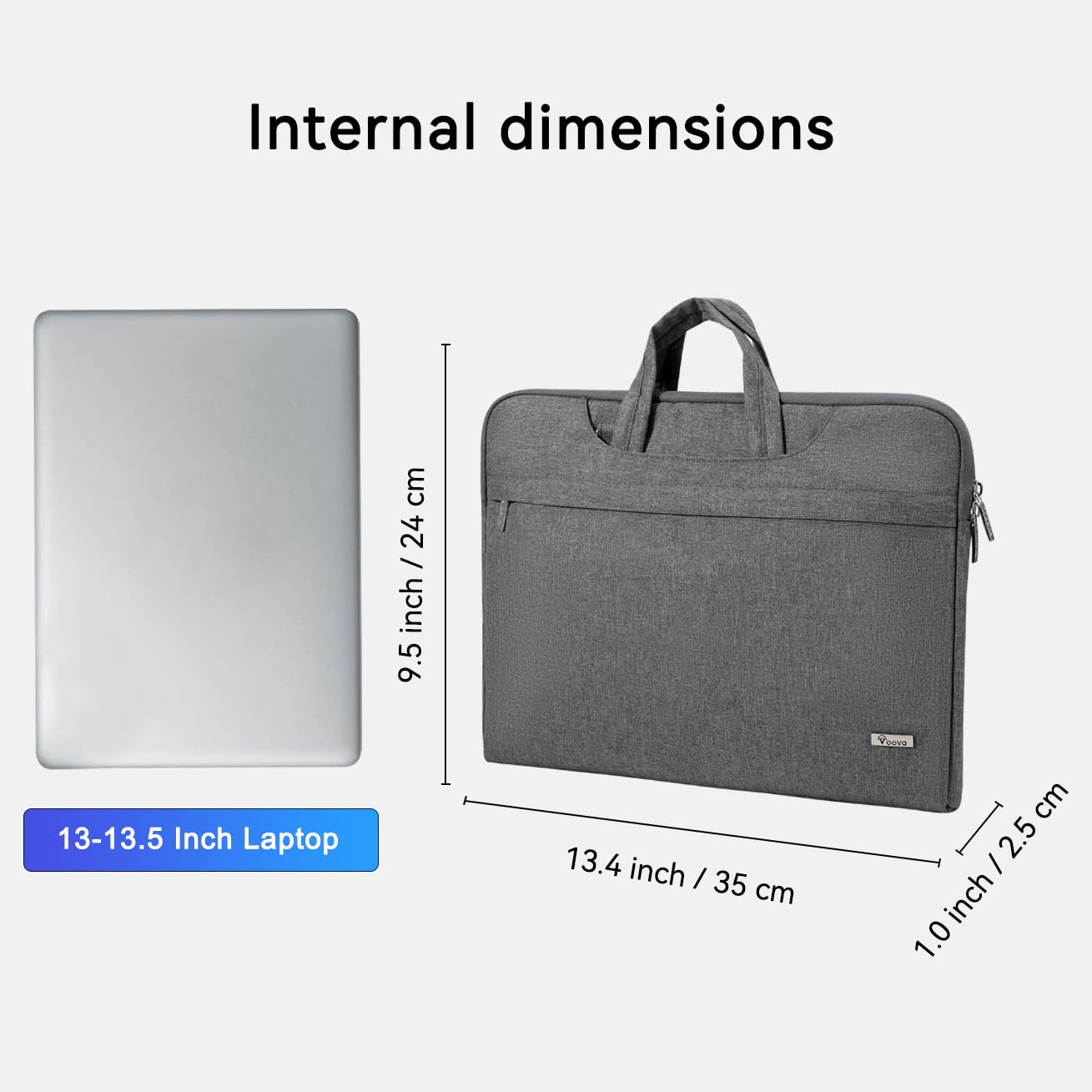V Voova Laptop Bag 13-14 inch with Shoulder Strap & Handle, Waterproof Laptop Case Sleeve Compatible with 13-14β MacBook Air/MacBook Pro, Slim Briefcase Computer Cover for Men Women, Grey
