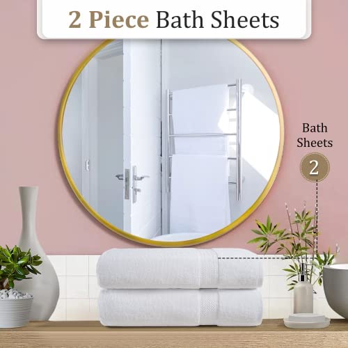 Bath Sheets - 100% Cotton Extra Large Bath Towels, 2 Piece Bath Sheet Set, Quick Dry, Super Soft Shower Towels, Highly Absorbent Bathroom Towels, Hotel Spa Quality, 35 x 65 inch - Ivory