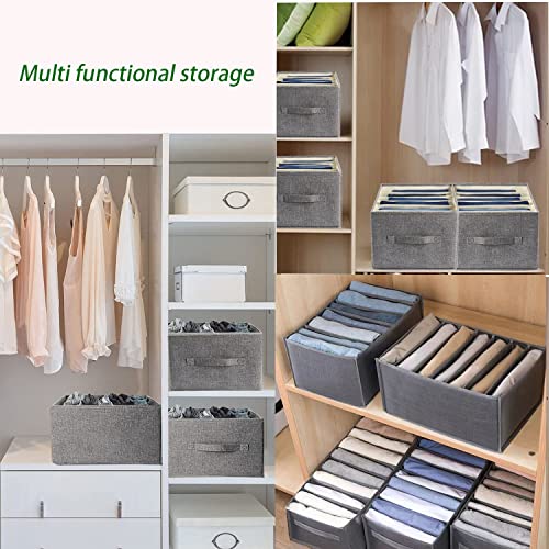 Wardrobe Clothes Organizer for Jeans,4PCS Foldable Jeans Organizer,Pant Organizer for Drawer for Clothes T-shirt Leggings Jeans and Pants Organization,7+9 Grids,Grey