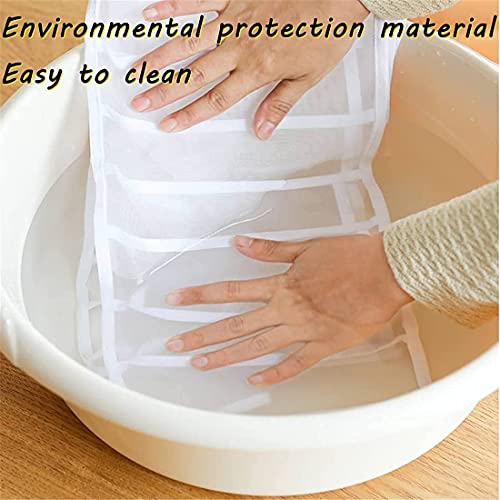 Mandurs 7 Grids Washable Wardrobe Clothes Organizer,Jeans Compartment Storage Box,Foldable Closet Drawer Organizer Clothes Drawer Mesh Separation Box,Clothes Drawer Organizer (White)