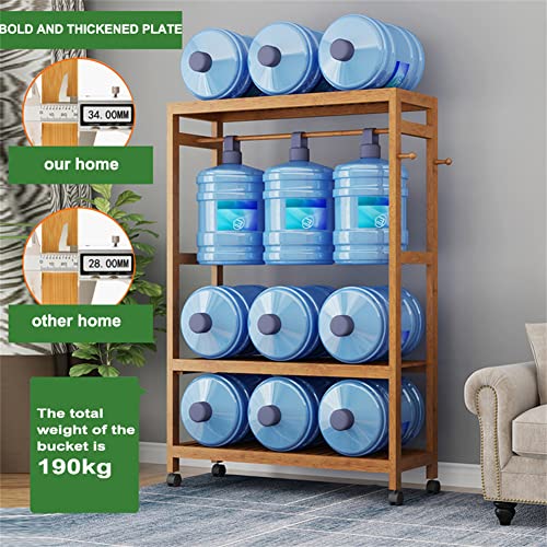 YXDFG Bamboo Garment Coat Clothes Hanging Heavy Duty Rack,Portable Rolling Garment Rack with Wheels, with Top Shelf and Shoe Clothing Storage Organizer Shelves,Dark,59×35×165cm