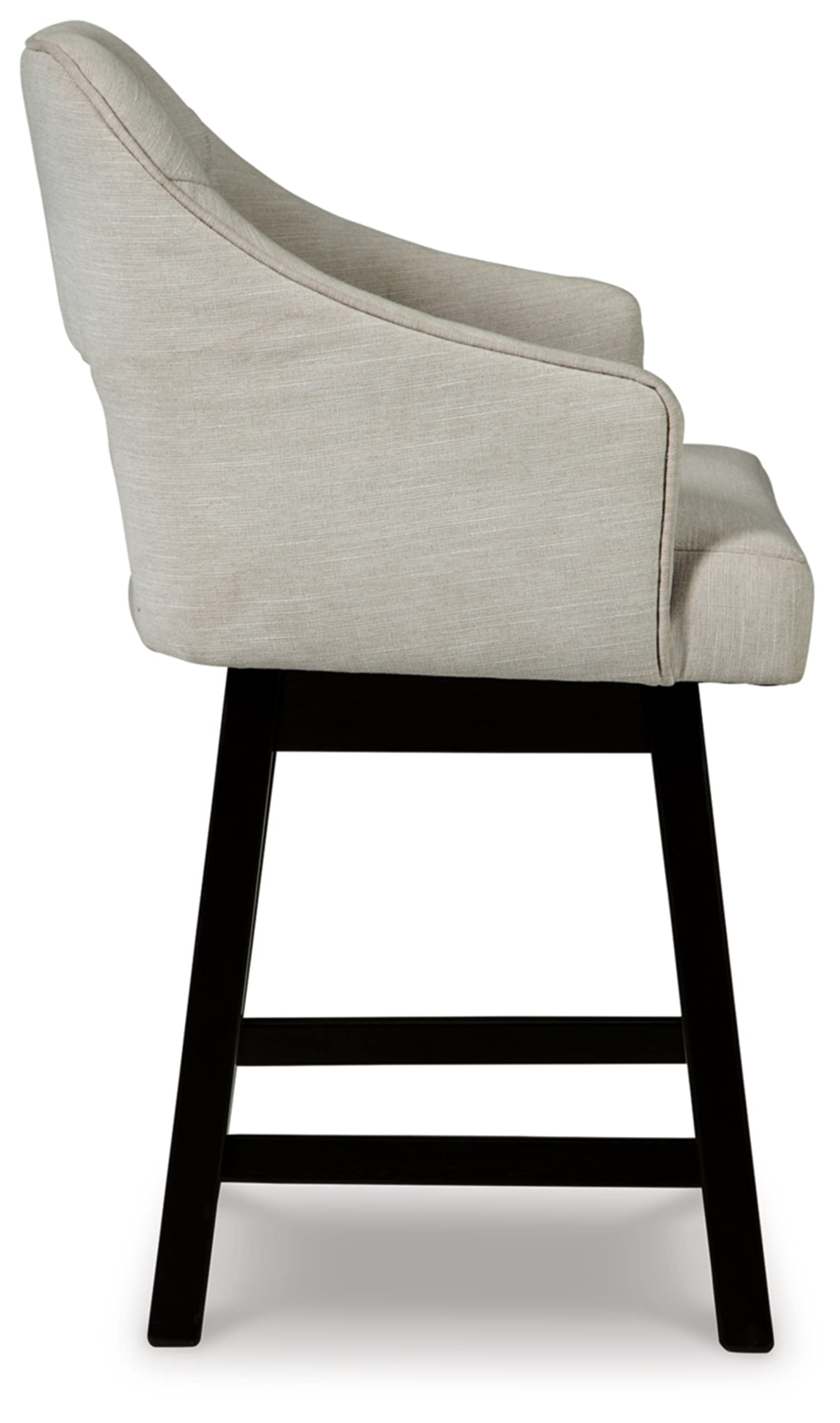 Signature Design by Ashley Tallenger 25" Upholstered Swivel Counter Height Bar Stool, 2 Count, Beige & Dark Brown