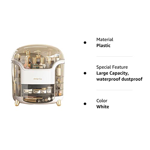 MNZJIA Cosmetics Makeup Organizer,Skincare Organizer,Dustproof Waterproof Large Cosmetics Organizer,Jewelry Lipstick Organizer(White)
