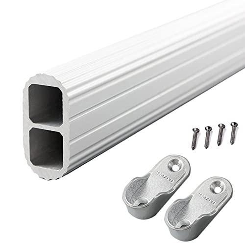 ZAQYCM Aluminum Wardrobe Rod Complete Kit, Closet Bar for Hanging Clothes Heavy Duty, Wall Mount Curtain Rod for Doorway/Bay Window/Shower/Closet Opening (Color : Silver, Size : 109cm/43 in)