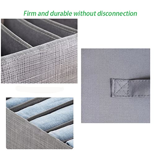 Wardrobe Clothes Organizer for Jeans,4PCS Foldable Jeans Organizer,Pant Organizer for Drawer for Clothes T-shirt Leggings Jeans and Pants Organization,7+9 Grids,Grey
