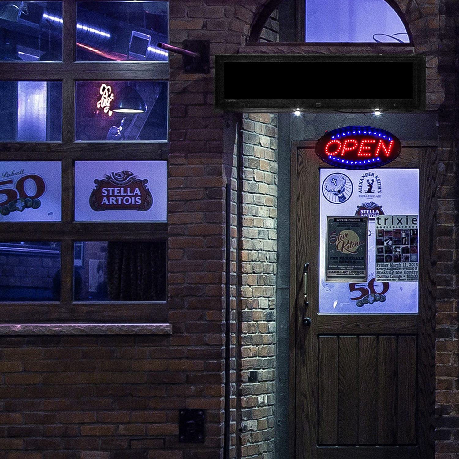 Open LED Sign, Ultra Bright LED Business Open Sign, Advertisement Board High Visibility Electric Display Sign,18.9x8.3inch Two Modes Flashing&Steady Light for Business,Walls,Window,Shop,Bar,Hotel
