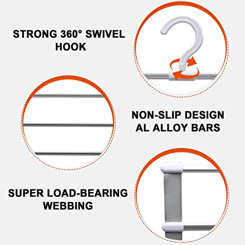 2 Pack Closet-Organizer-Pants-Hangers,Folding Non-Slip-Closet-Organizers-and-Storage,Al Alloy Magic Hangers Space Saving for Travel-Accessories Trousers Scarves Jeans,Home-College-Dorm-Room-Essentials