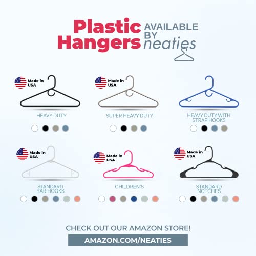 Neaties Super Heavy-Duty Plastic Hangers White (12, 18, 24, 30, 36, 72 Packs) - Non-Slip Heavy-Duty Plastic Clothes Hangers with Accessory Hook for Suits, Coats, Dress, Shirts, or Belts (12 Pack)