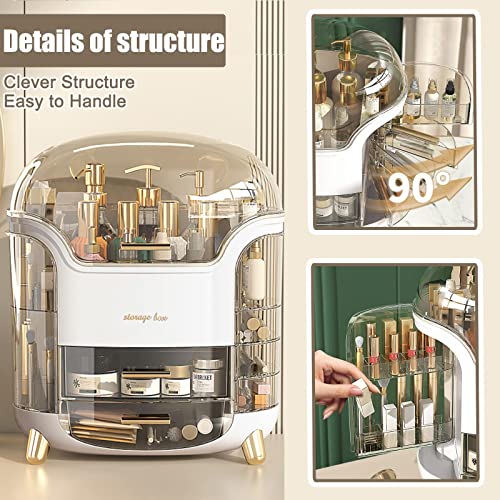 MNZJIA Cosmetics Makeup Organizer,Skincare Organizer,Dustproof Waterproof Large Cosmetics Organizer,Jewelry Lipstick Organizer(White)