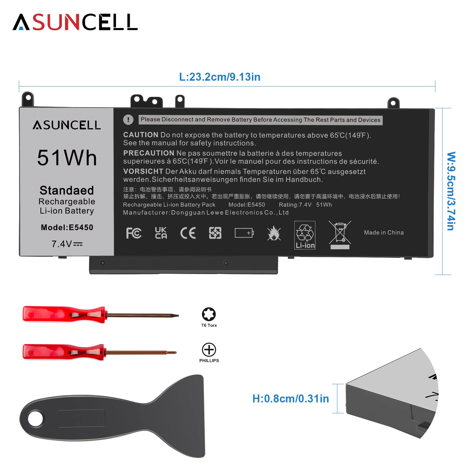 ASUNCELL 51Wh G5M10 Battery for Dell Latitude 14 E5450 5450 15 E5550 5550 12 E5250 5250 3150 3160 3550 Series VMKXM 451-BBLN G5M10 08V5GX 5XFWC, 7.4V 4-Cell