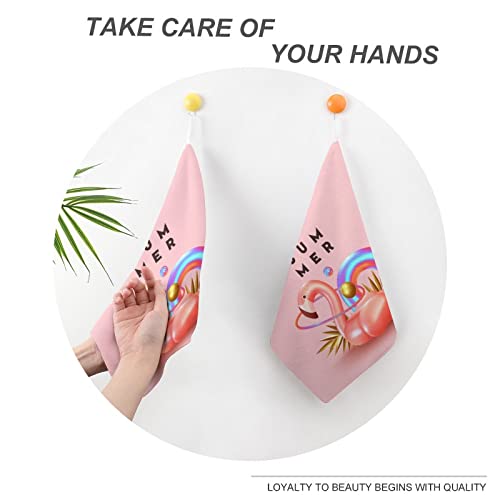 Lurnise Hand Towel Flamingo Donut Hand Towels Dish Towel Lanyard Design for Bathroom Kitchen Sports