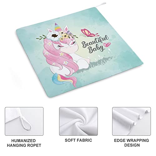 Lurnise Hand Towel Unicorn Butterfly Hand Towels Dish Towel Lanyard Design for Bathroom Kitchen Sports