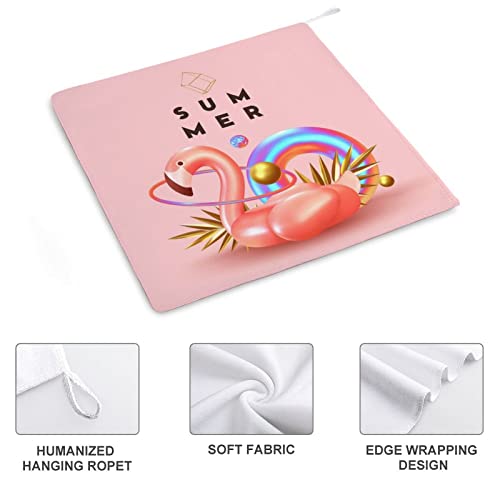 Lurnise Hand Towel Flamingo Donut Hand Towels Dish Towel Lanyard Design for Bathroom Kitchen Sports