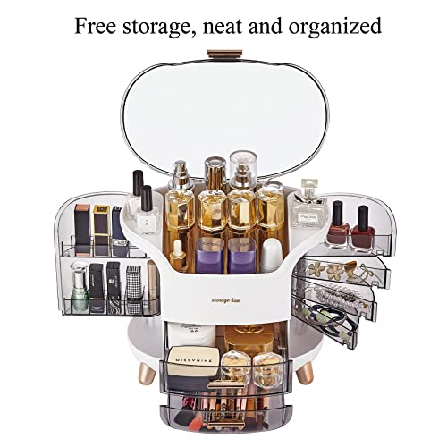 MNZJIA Cosmetics Makeup Organizer,Skincare Organizer,Dustproof Waterproof Large Cosmetics Organizer,Jewelry Lipstick Organizer(White)