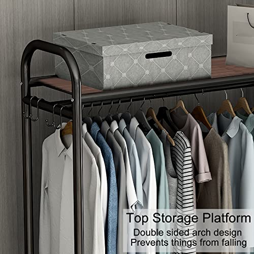ZBYL Metal Clothing Wardrobe Garment Rack, Freestanding Clothes Rail Closet Rack Double Rod Laundry Hanging Rack, Portable Organizer with Bottom Rack, 105×150cm (Color : White)