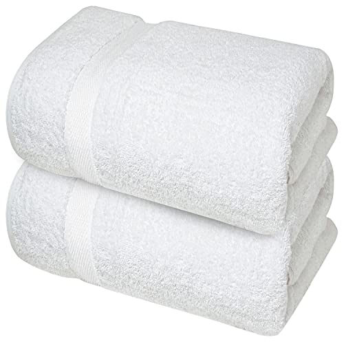 Infinitee Xclusives Premium White Bath Sheets Towels for Adults β 2 Pack Extra Large Bath Towels 35x70-100% Soft Cotton, Absorbent Oversized Towels, Hotel & Spa Quality Towel