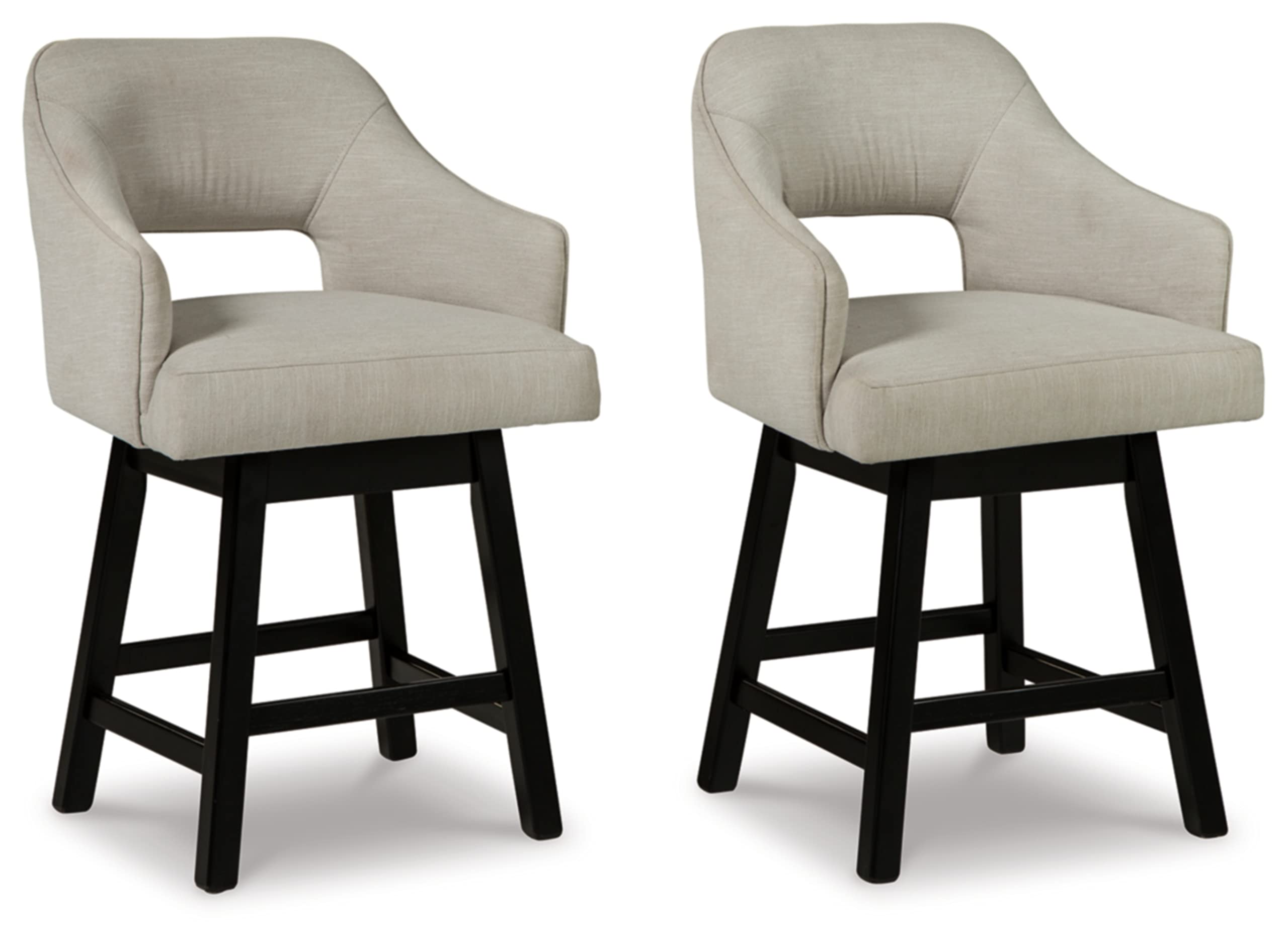 Signature Design by Ashley Tallenger 25" Upholstered Swivel Counter Height Bar Stool, 2 Count, Beige & Dark Brown