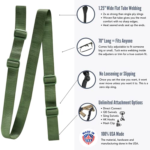 Premium USA Made Rifle Sling with Flat Tubular Webbing for Superior Comfort and Strength. 100% USA Made by Blu Collar Workers